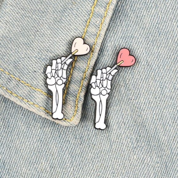Jewelry | Skeleton Hand Enamel Lapel Pin Set | Poshmark